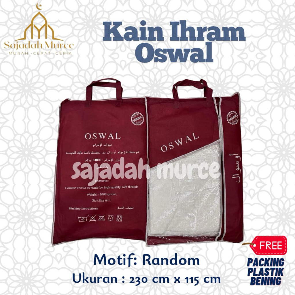 Jual Kain Ihrom / kain ihram Oswal Big Size Original Umroh Haji ...