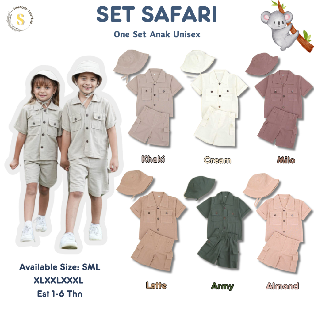 Jual SET SAFARI - Setelan Outing Anak 1-6 Tahun Paket Set Baju Dan Topi ...