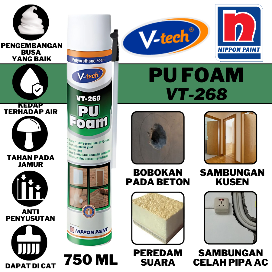 Jual NIPPON PAINT POLYURETHANE SEALANT FOAM VTECH PU FOAM SPRAY NIPPON ...