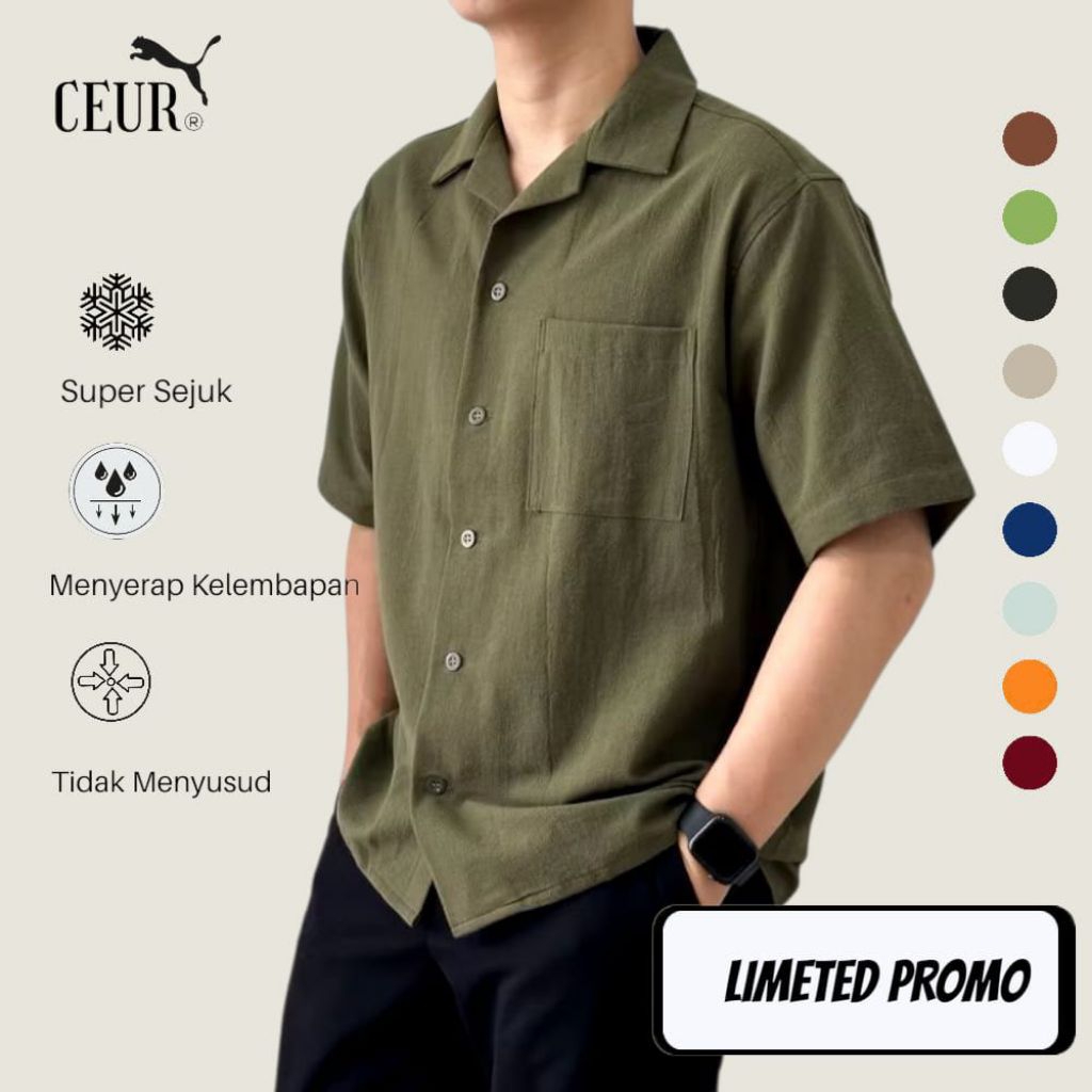 Jual Douceur Cuban Bowling Boxy Oversized Linen Shirt | Kemeja Linen ...
