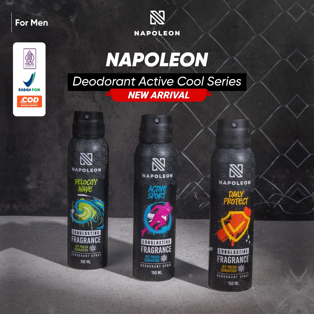 Jual NAPOLEON Deodorant Body Spray - Active Cool Series 150 ML | Shopee ...