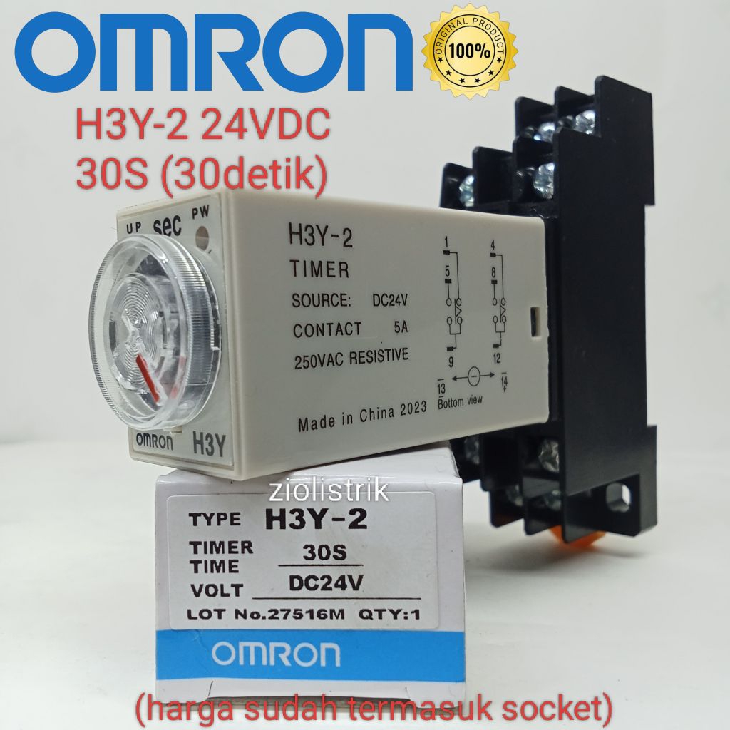 Jual timer omron h3y2/h3y-2 24vdc 30s 30detik plus socket | Shopee ...