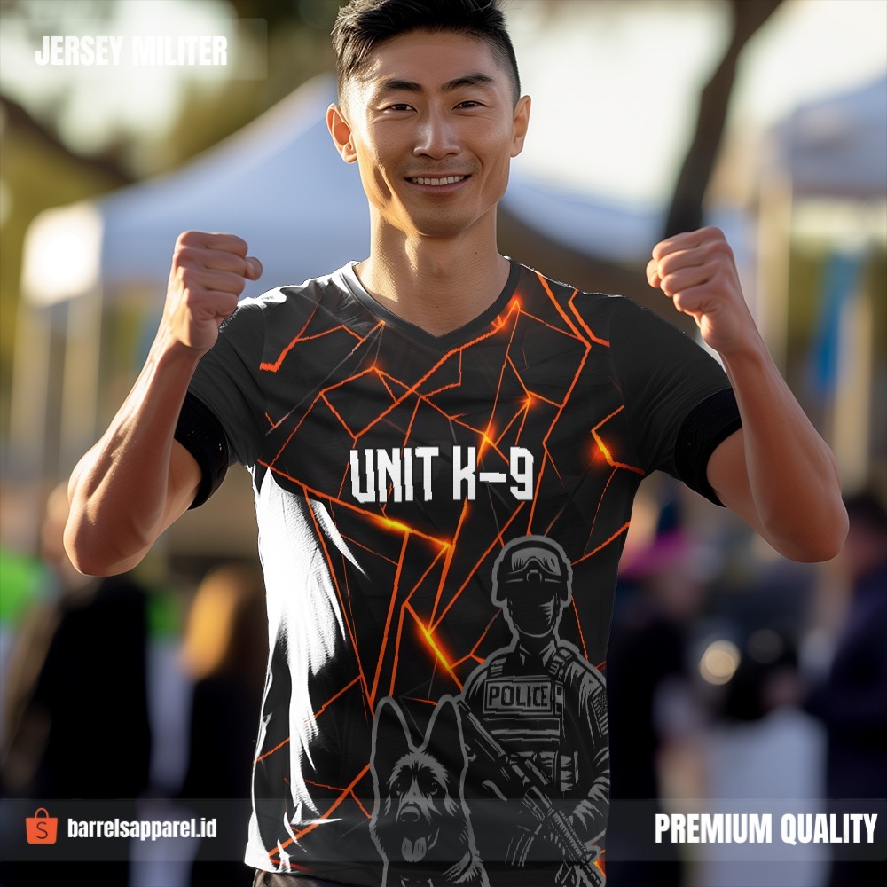Jual Kaos Jersey Polisi Polri Unit K-9 Hitam Orange Motif Abstrak ...