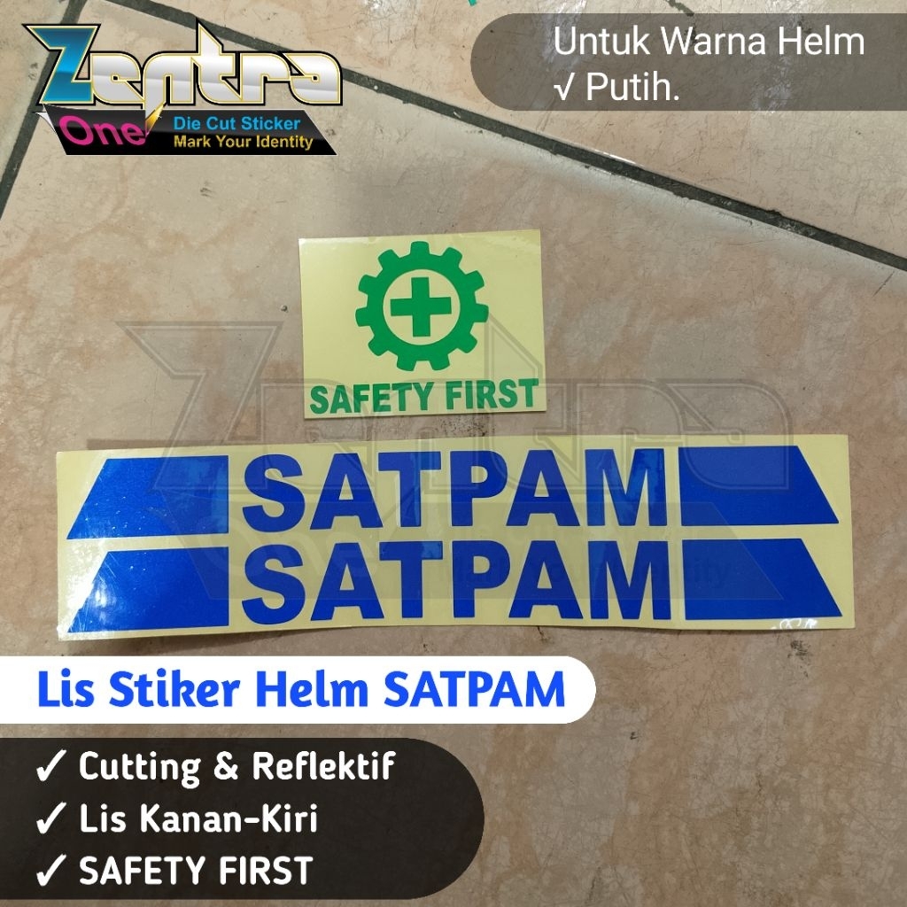 Jual Stiker Lis Helm Satpam + Logo Safety First – Striping Helm Kerja ...