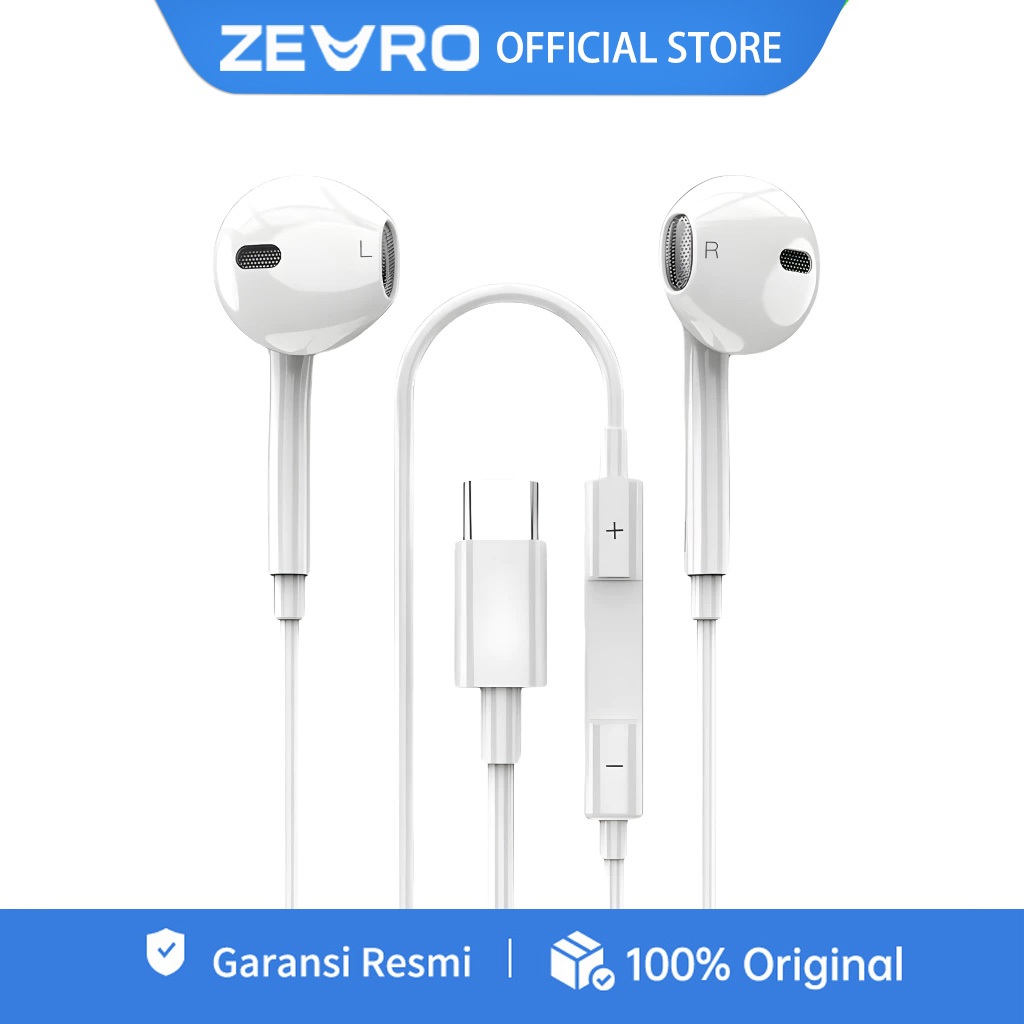 Jual ZEVRO Headset Kabel Type C In-ear Wired Earphone Handsfree HiFi ...