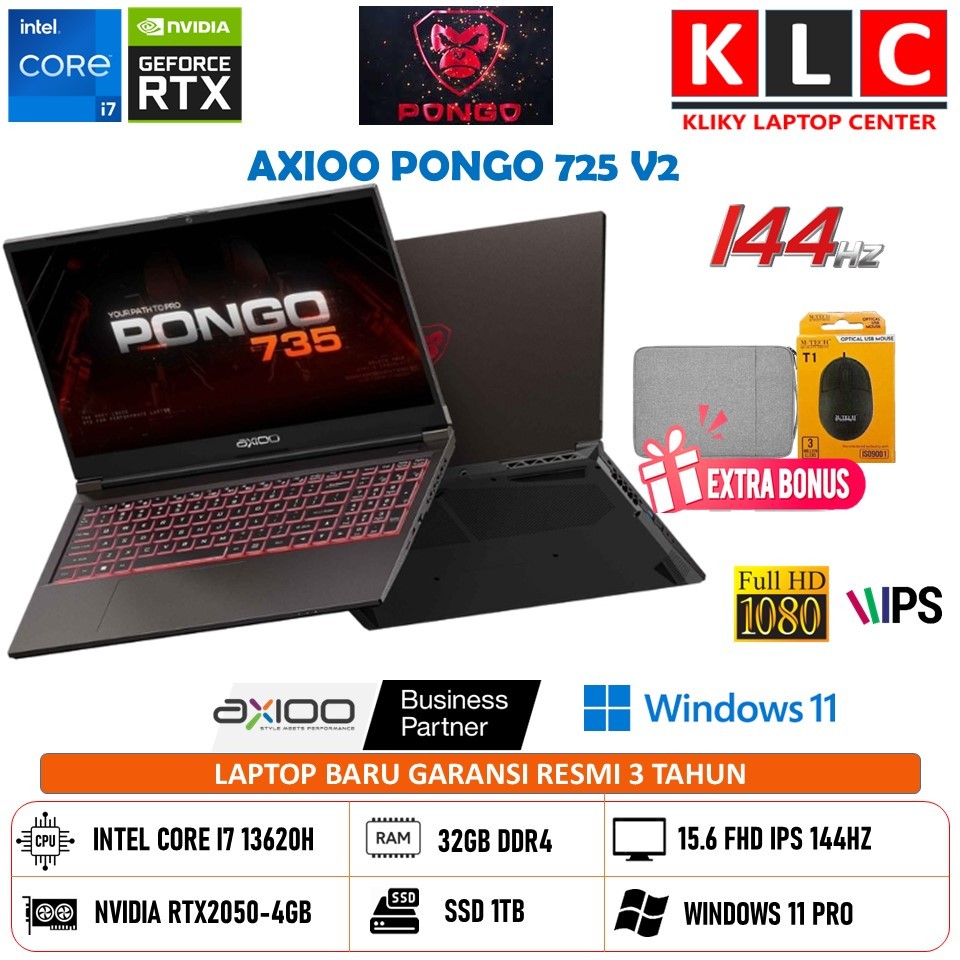 Jual Axioo Pongo 725 V2 Intel Core i7 13620H Ram 32GB 1TB Ssd 15.6 Full ...