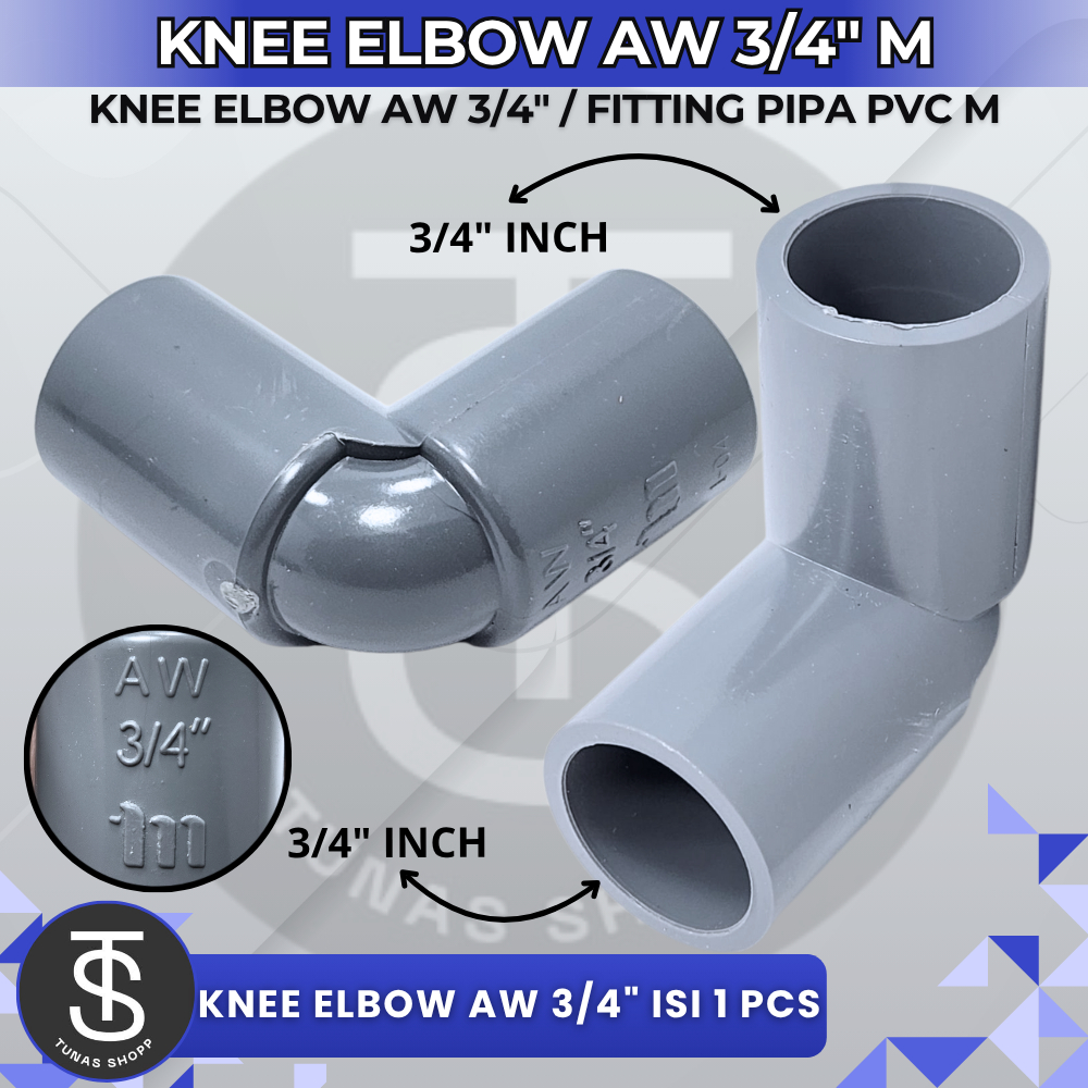 Jual (1 PCS) Knee Elbow 3/4" AW / Keni Sambungan L 90° Pipa PVC ...
