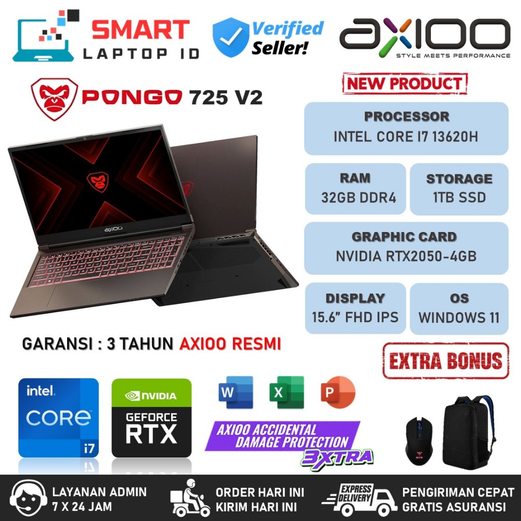 Jual Laptop Gaming Axioo Pongo 725 V2 Intel I7 13620H 32GB 1TB SSD ...