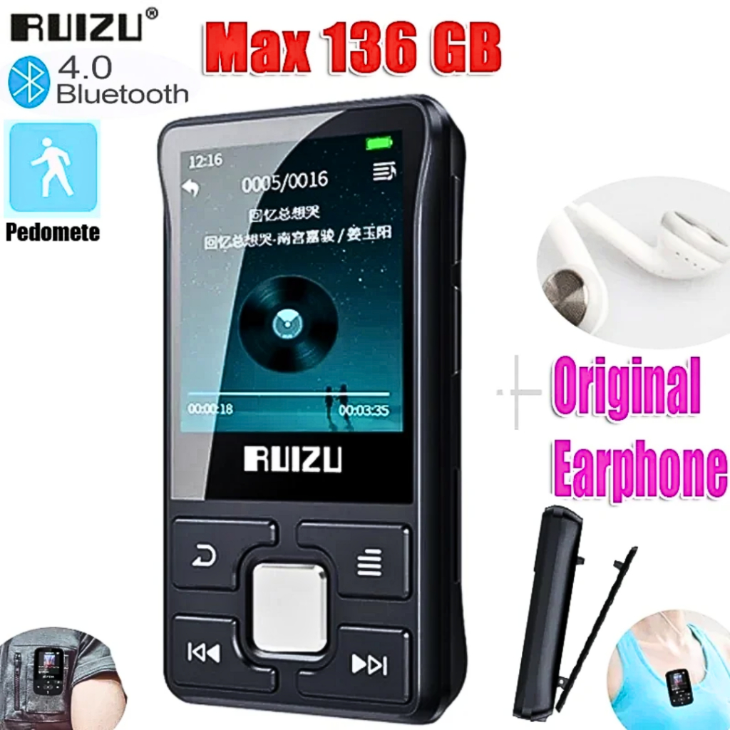 Jual RUIZU X52 MP3 Player Musik Bluetooth 5.0 Stopwatch Portable Clip ...