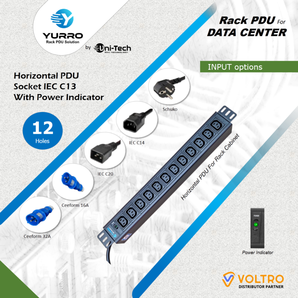 Jual PDU 12 Holes IEC C13 Power Indicator YURRO PDU for Rack Server ...