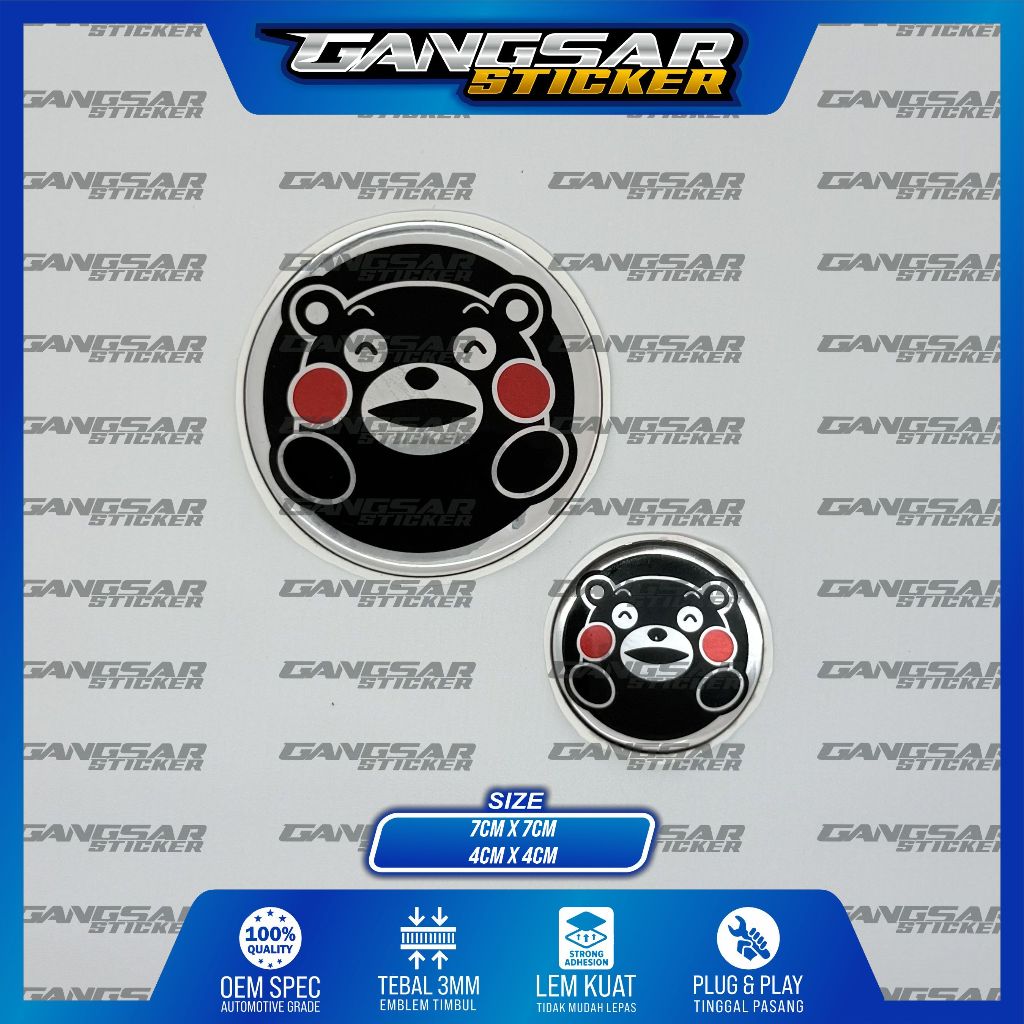 Jual emblem timbul kumamon bulat / emblem logo kumamon | Shopee Indonesia