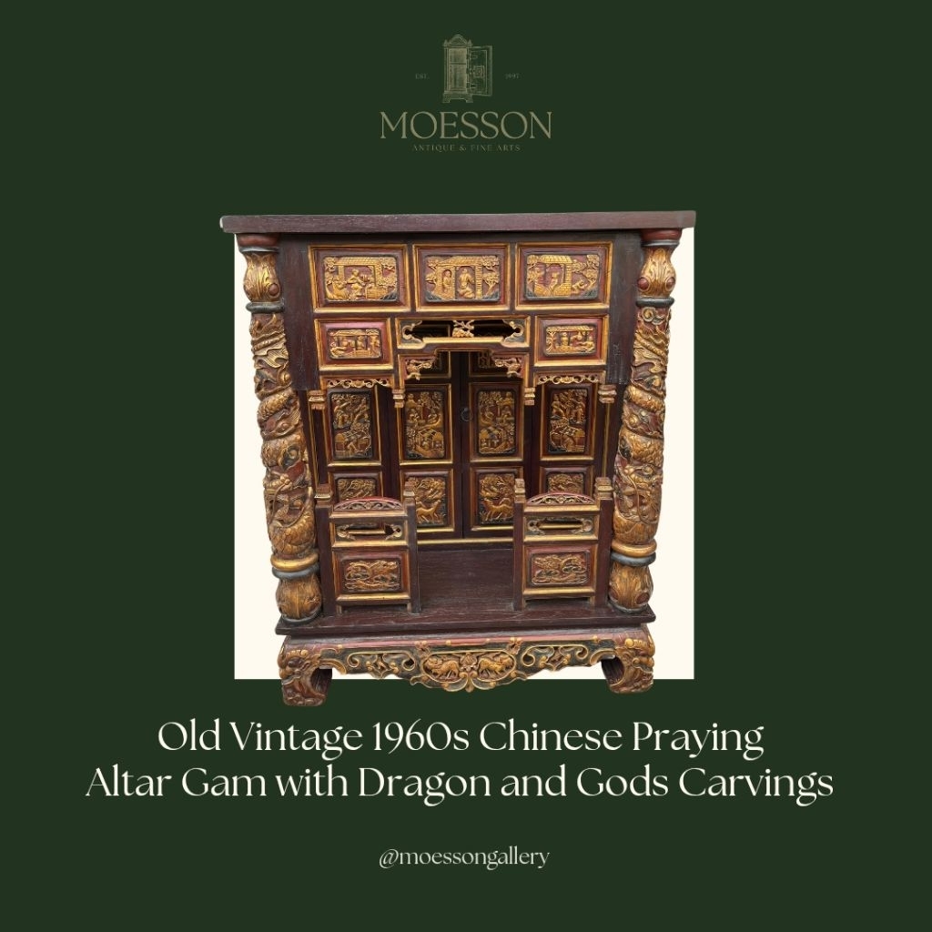 Jual Altar Gam Sembahyang dengan Ukiran Naga dan Dewa-dewa 1960an Lawas ...