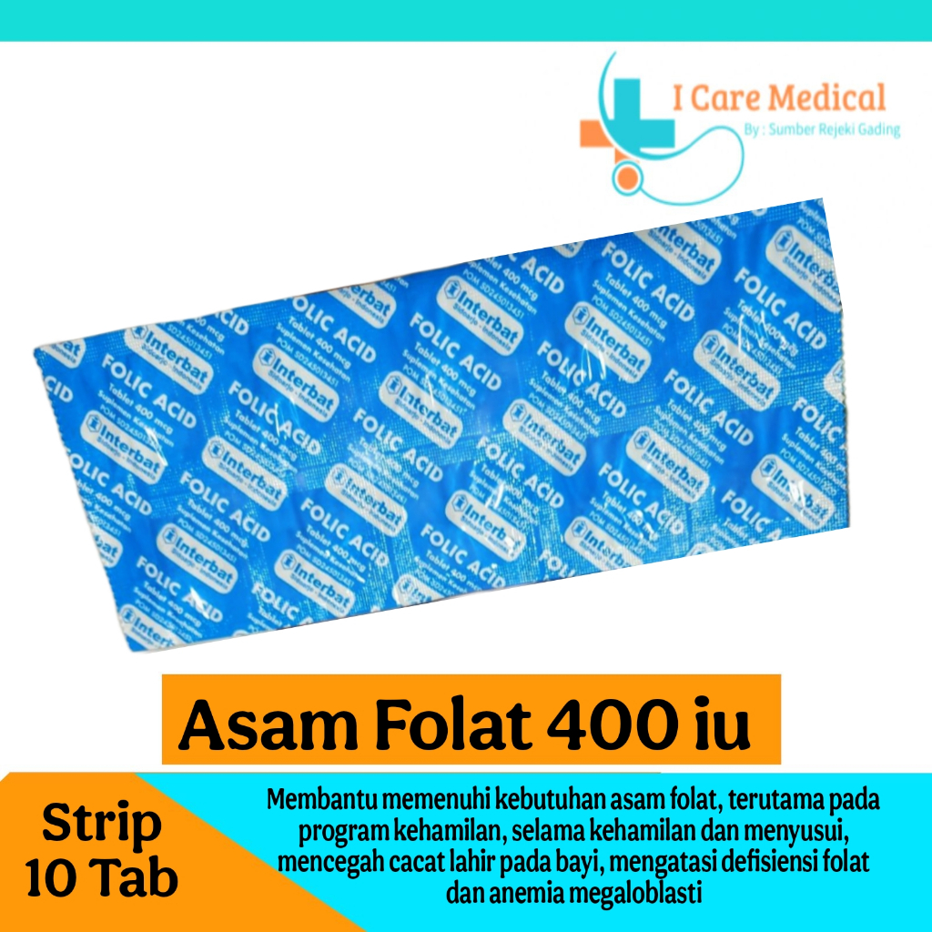 Jual Folic Acid Tab 400 mcg Interbat Strip 10 Tablet | Shopee Indonesia