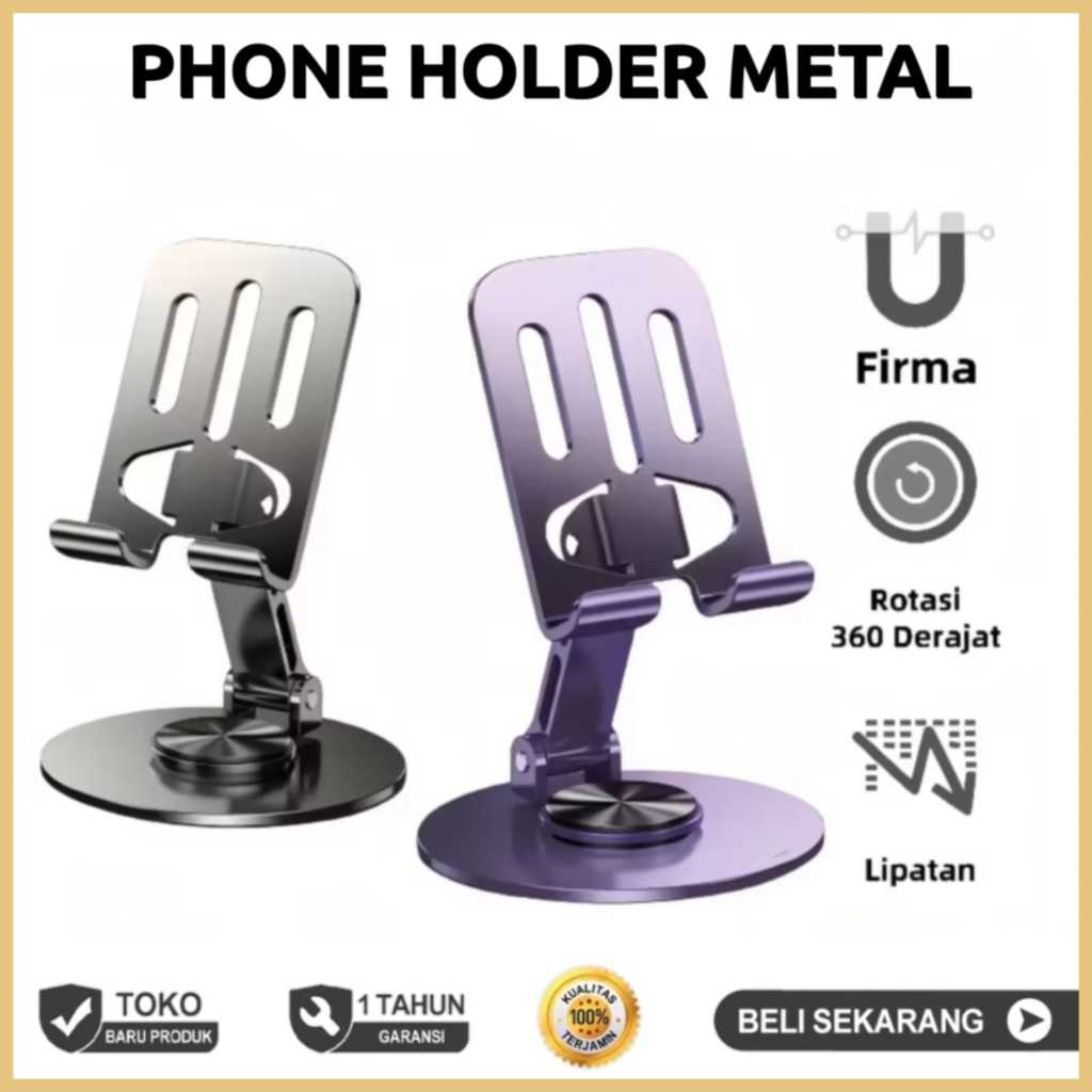 Jual T12 Holder Hp Besi Metal Aluminium Rotasi 360 Derajat Holder Phone ...