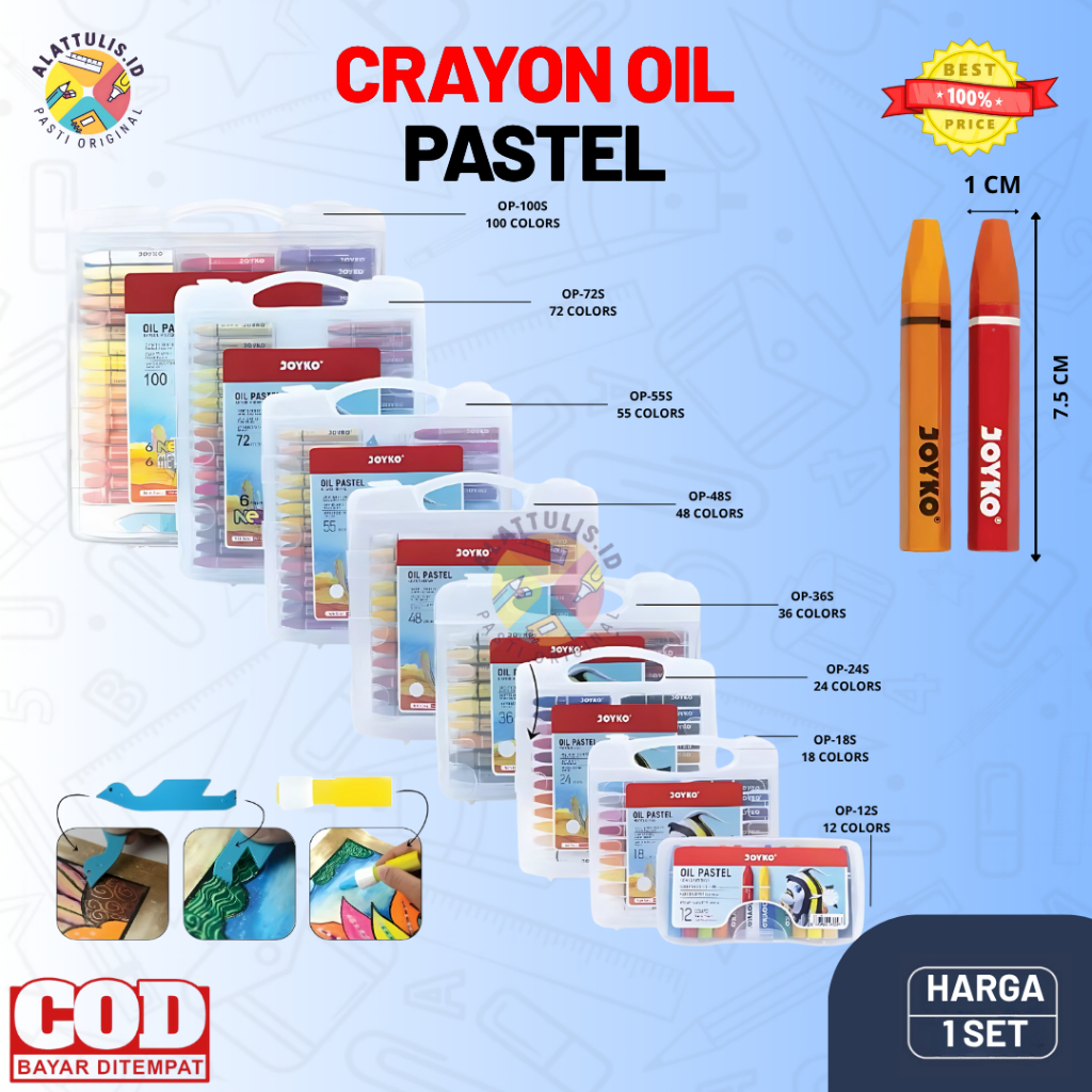 Jual (1 SET) CRAYON JOYKO SET MINYAK OIL PASTEL KRAYON GAMBAR LENGKAP ...