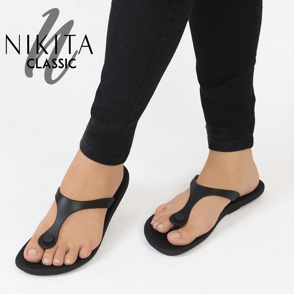 Jual Sandal Jepit Hitam Wanita Model Klasik Sendal Cewek Retro Vintage ...