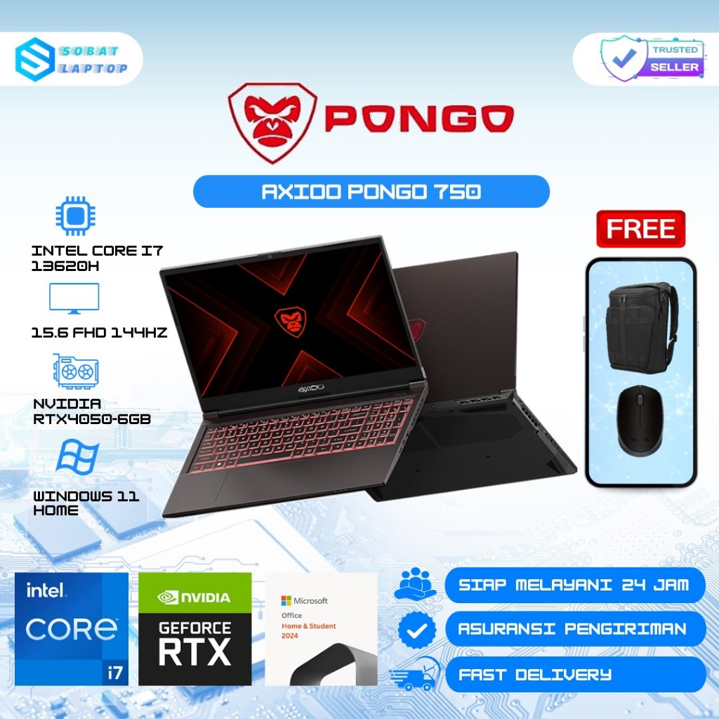 Jual Axioo Pongo 750 Intel i7 13620H 64GB SSD 1TB RTX4050 6GB 15.6 FHD ...