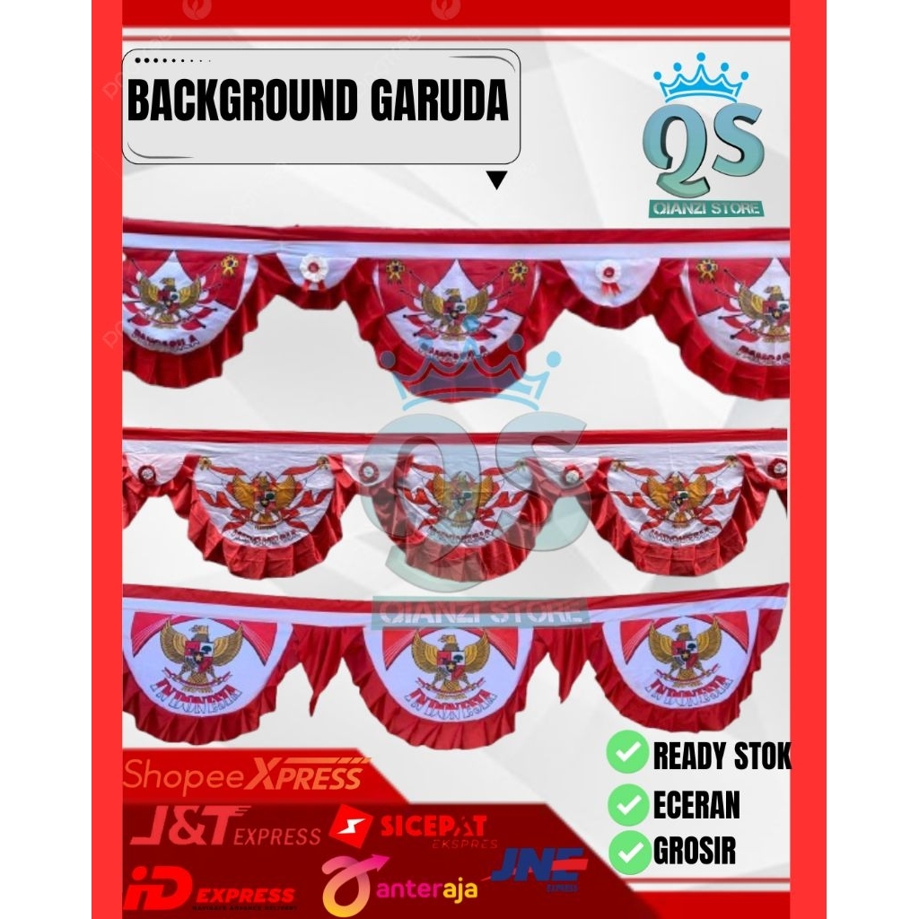 Jual BENDERA BACKGROUND GARUDA MERAH PUTIH 8 & 4 METER (10 & 5GELOMBANG ...