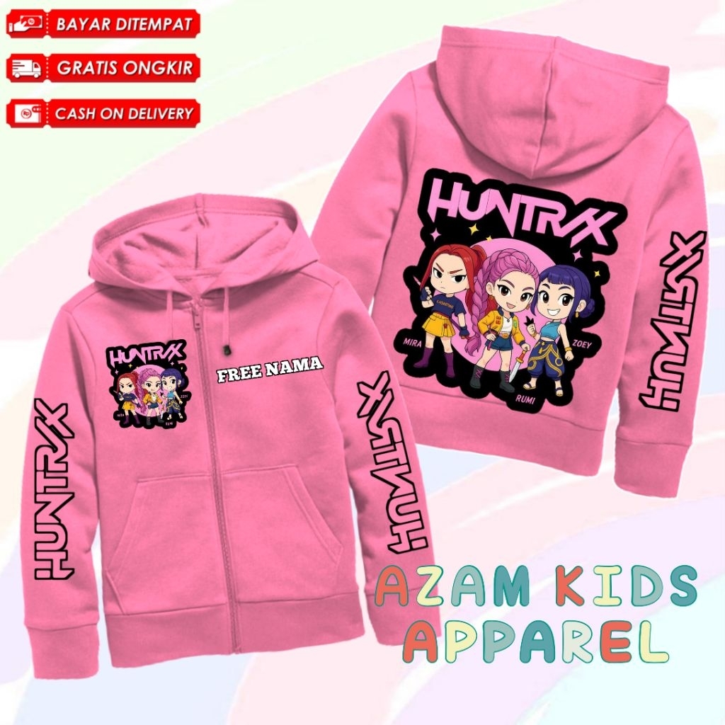 Jual (BISA COD) JAKET HOODIE ANAK HUNTRIX KPOP DEMON HUNTERS FREE NAMA ...