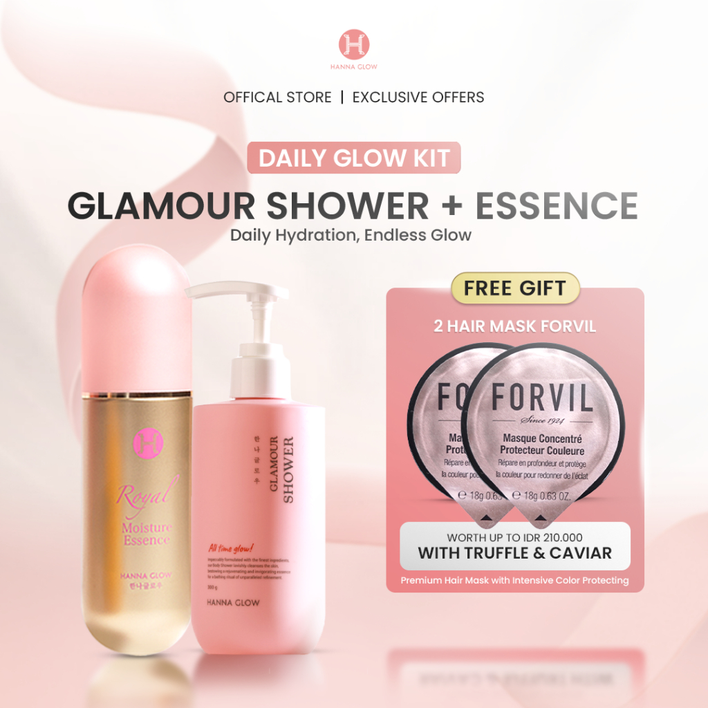 Jual DAILY GLOW KIT – Glamour Shower + Moisture Essence 100ml | Shopee ...