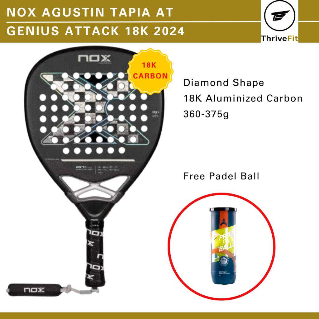 Jual NOX Agustin Tapia AT Genius Attack 18k 2024 Padel Racket / Raket ...