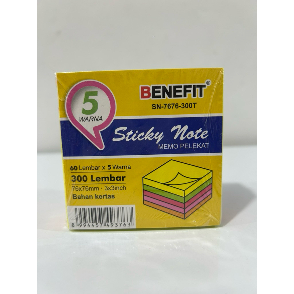 Jual STICKY NOTE / Memo Pelekat BENEFIT 5 Warna SN-7676-300T | Shopee ...