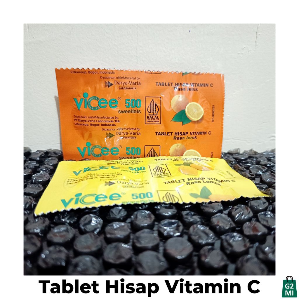 Jual 1 Tablet Hisap Vicee Vitamin C 500 Mg 500mg Bulat Emut Rasa Lemon ...