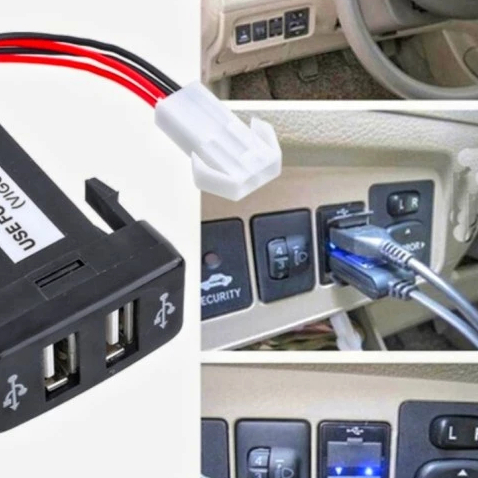 Jual Car charger dual USB+LED port 2.1A (DC12V-24V) Mobil Toyota lama ...