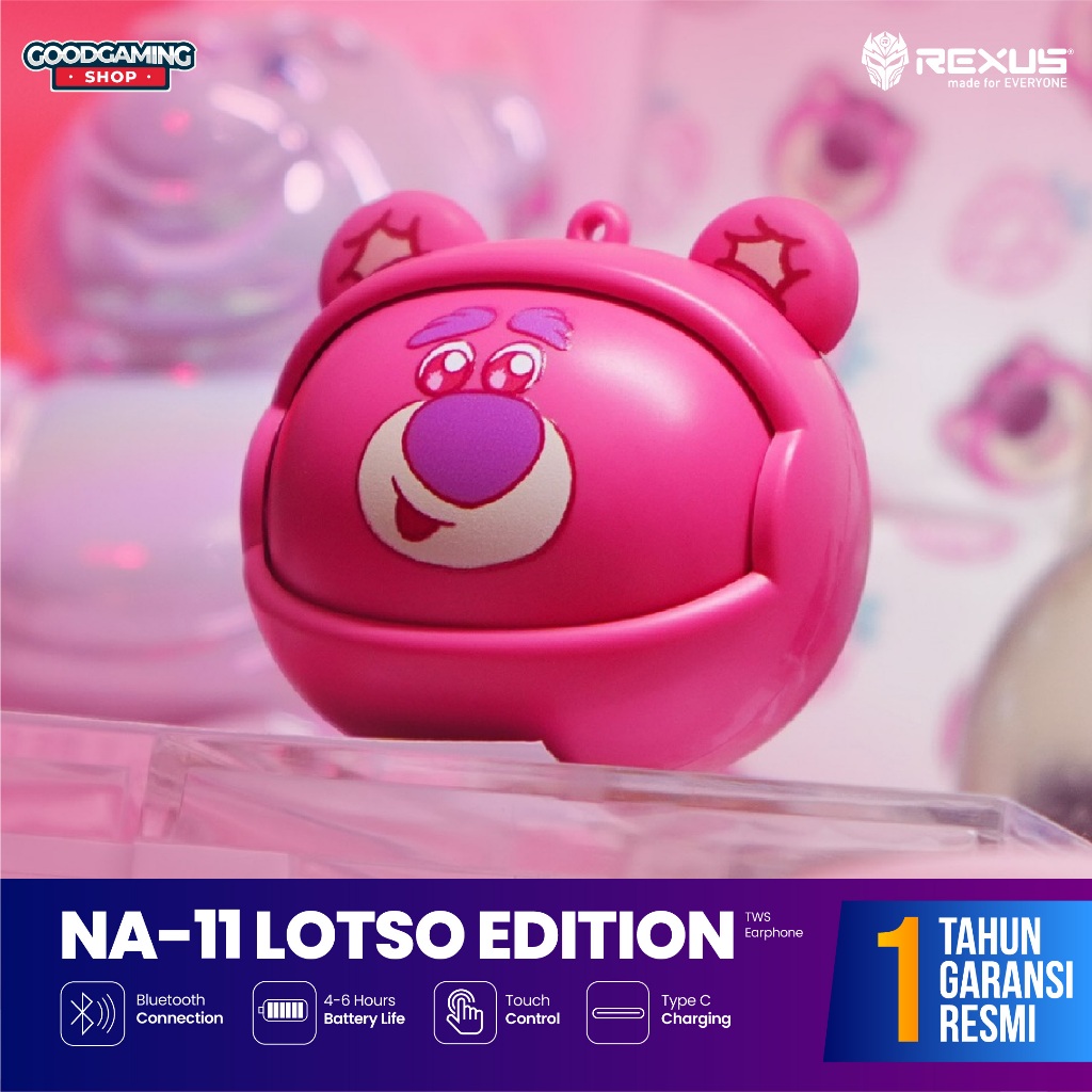 Jual Rexus TWS NA-11 Lotso Edition Earphone Bluetooth 5.3 Stereo Sound ...
