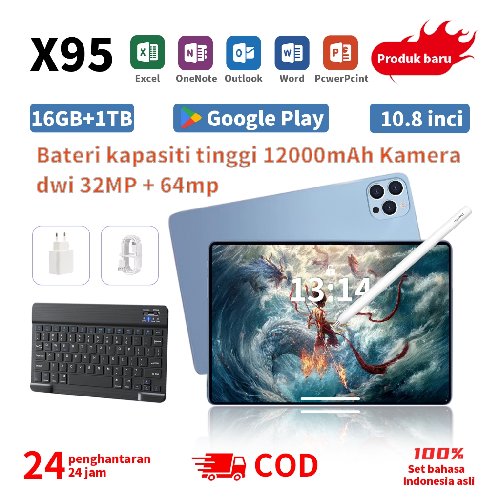 Jual Tablet X95 Pro 10,8 inch 16GB + 1TB Tablet Pintar Tablet Android ...