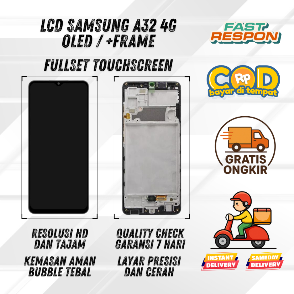 Jual LCD SAMSUNG A32 4G OLED + FRAME FINGERPRINT / A325 / A325F FULLSET ...