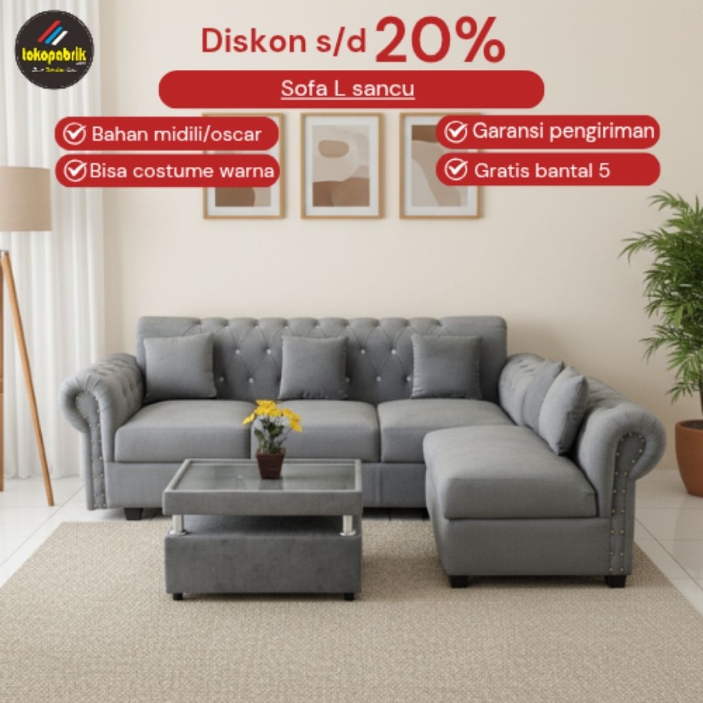 Jual Sofa L sancu sofa L sofa seribu kancing sofa tamu sofa minimalis ...