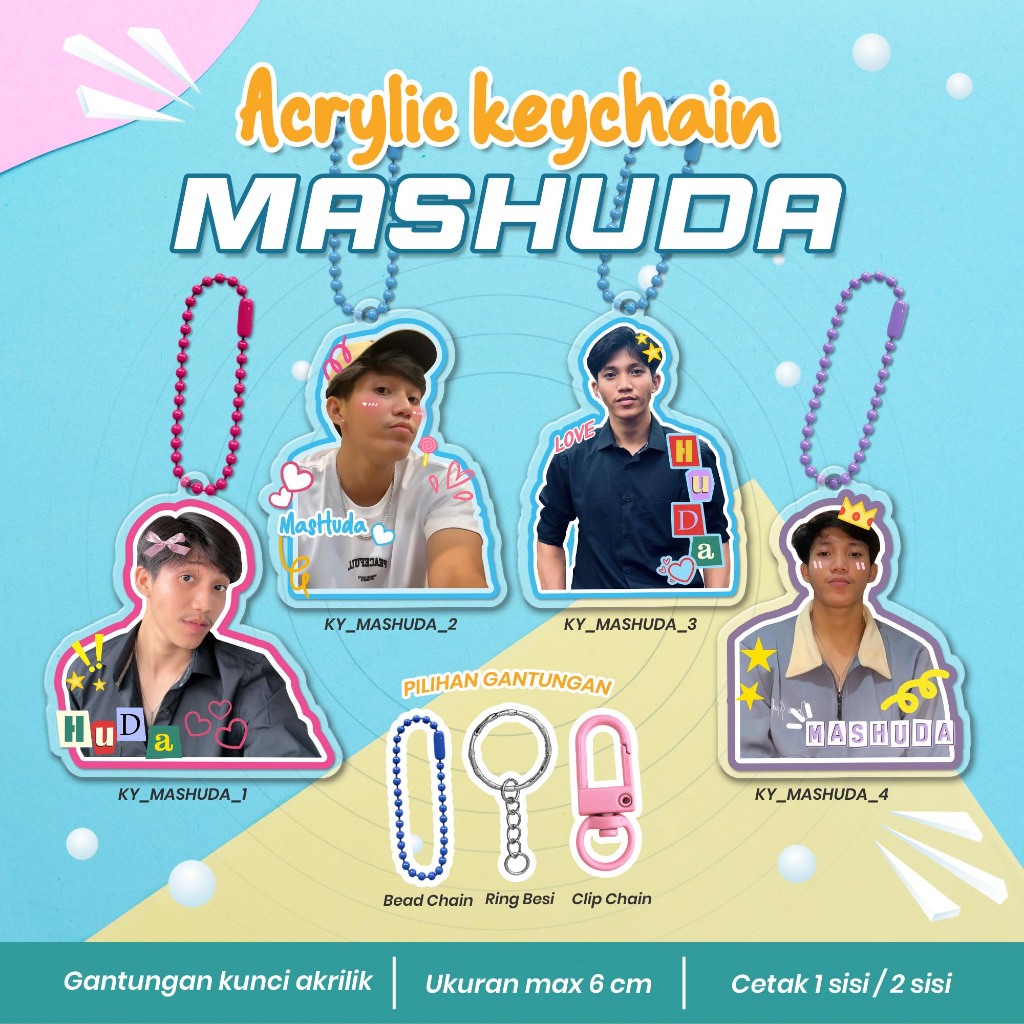 Jual GANTUNGAN KUNCI DESAIN FOTO MASHUDA / GANCI UK.6cm AKRILIK PRINT ...