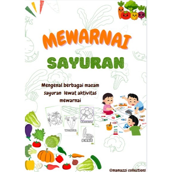 Jual Lembar Kertas Mewarnai HVS 50 lembar ukuran A5 Tema Sayuran ...