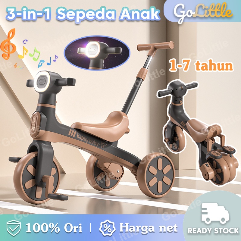 Jual Sepeda Anak 3 in 1 dengan Tongkat Dorong & Musik LED - Sepeda Roda ...