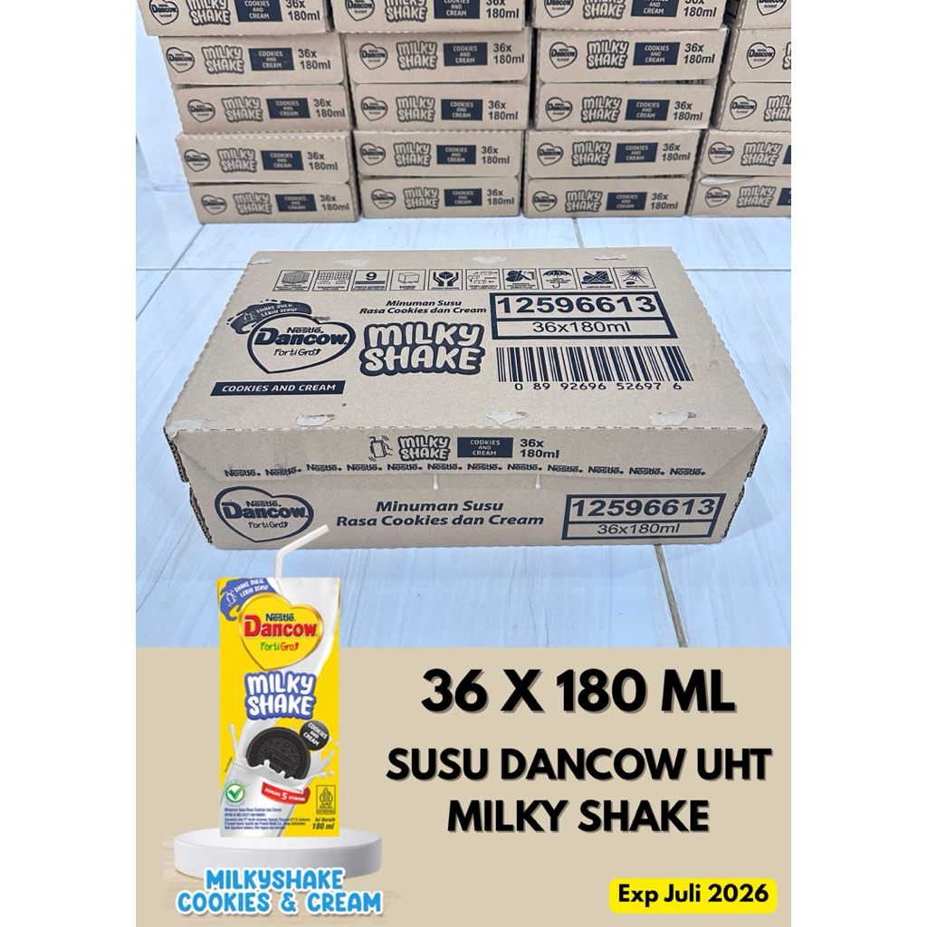 Jual Susu Dancow UHT MILKY SHAKE COOKIES & CREAM 180 ML | Shopee Indonesia