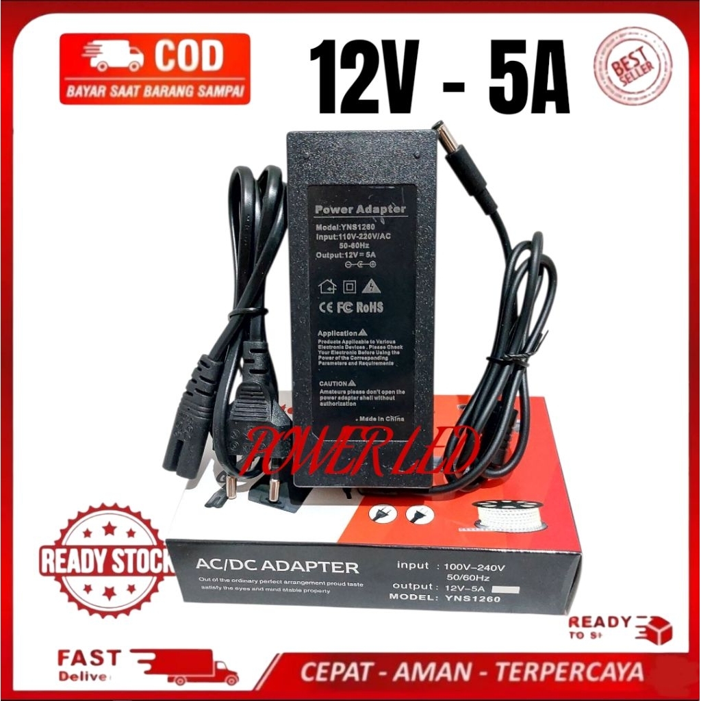 Jual Adaptor Dc 12v 5a Murni Untuk Pompa DC / CCTV / LAMPU LED -YNS ...