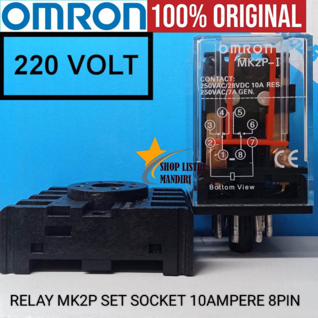 Jual Relay omron mk2 mk2p-i 220vac 10a 8pin include socket | Shopee Indonesia