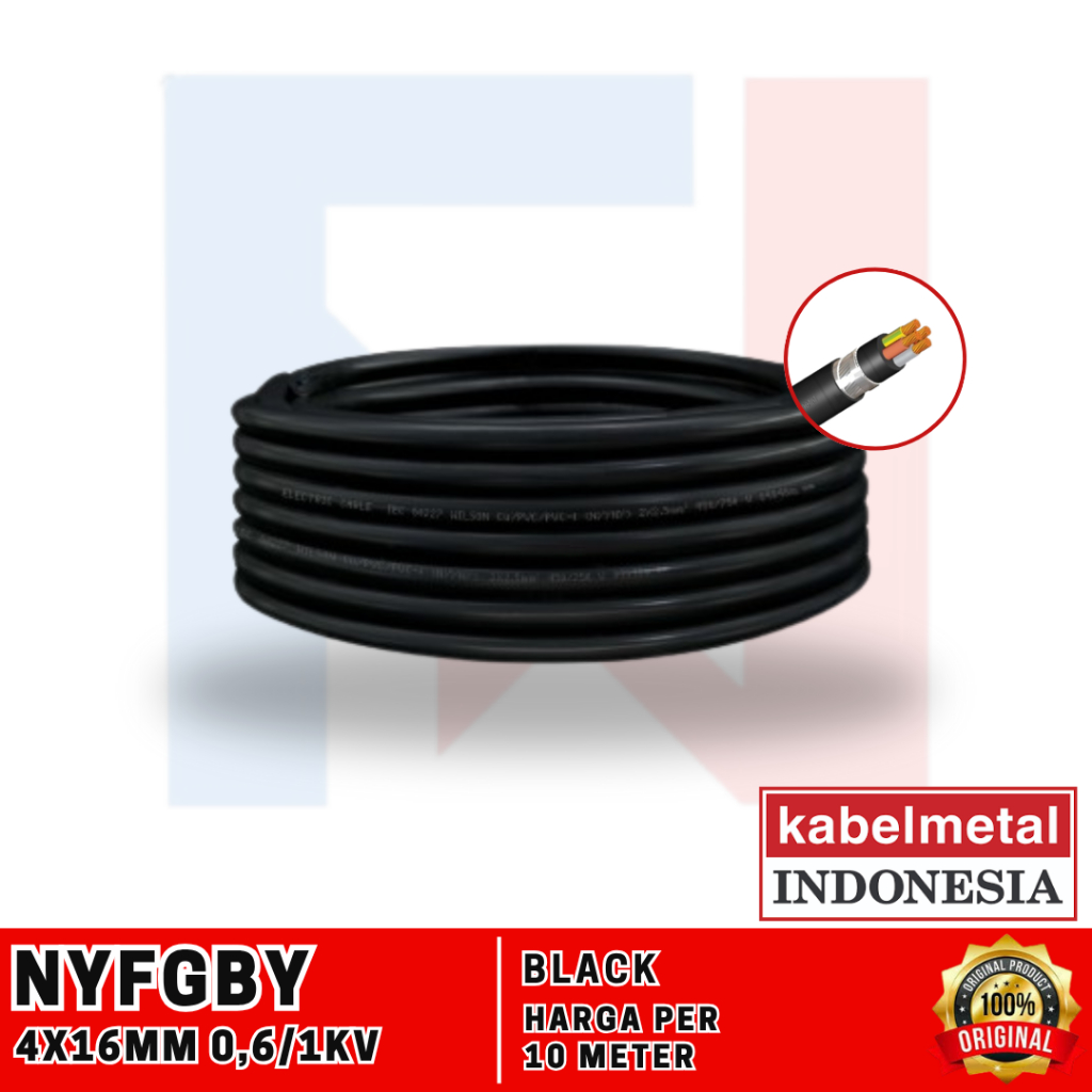 Jual KABEL NYFGBY (Cu/PVC/SFWA/PVC) 4 x 16 mm / 4x16mm 0,6/1kV KABEL ...