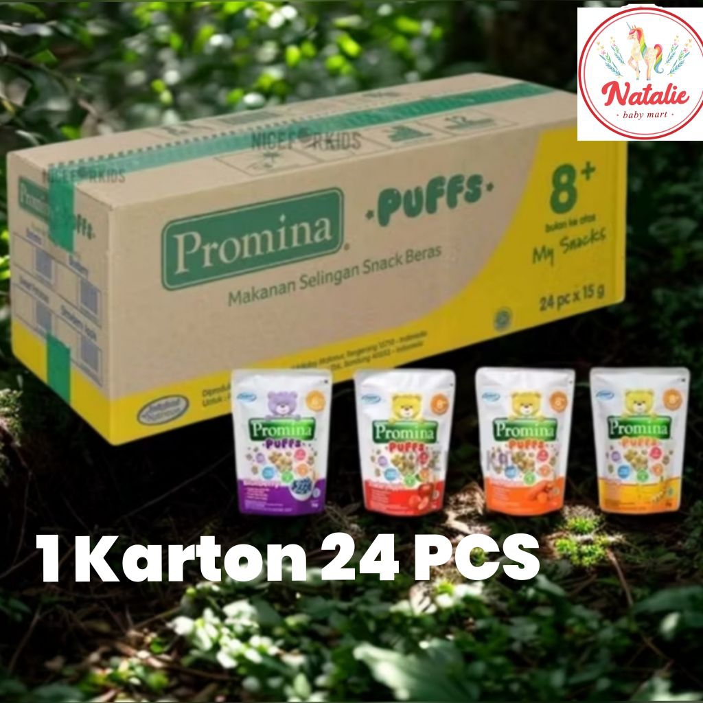 Jual 1 KARTON PROMINA Puff 15gr Mix (Strawberry, Banana, Wagyu Beef ...