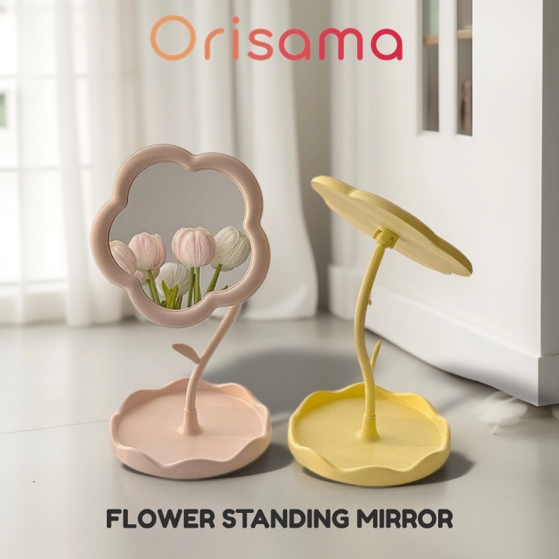 Jual Cermin Aesthetic Stand Mirorr Flower Kaca Meja Rias | Shopee Indonesia