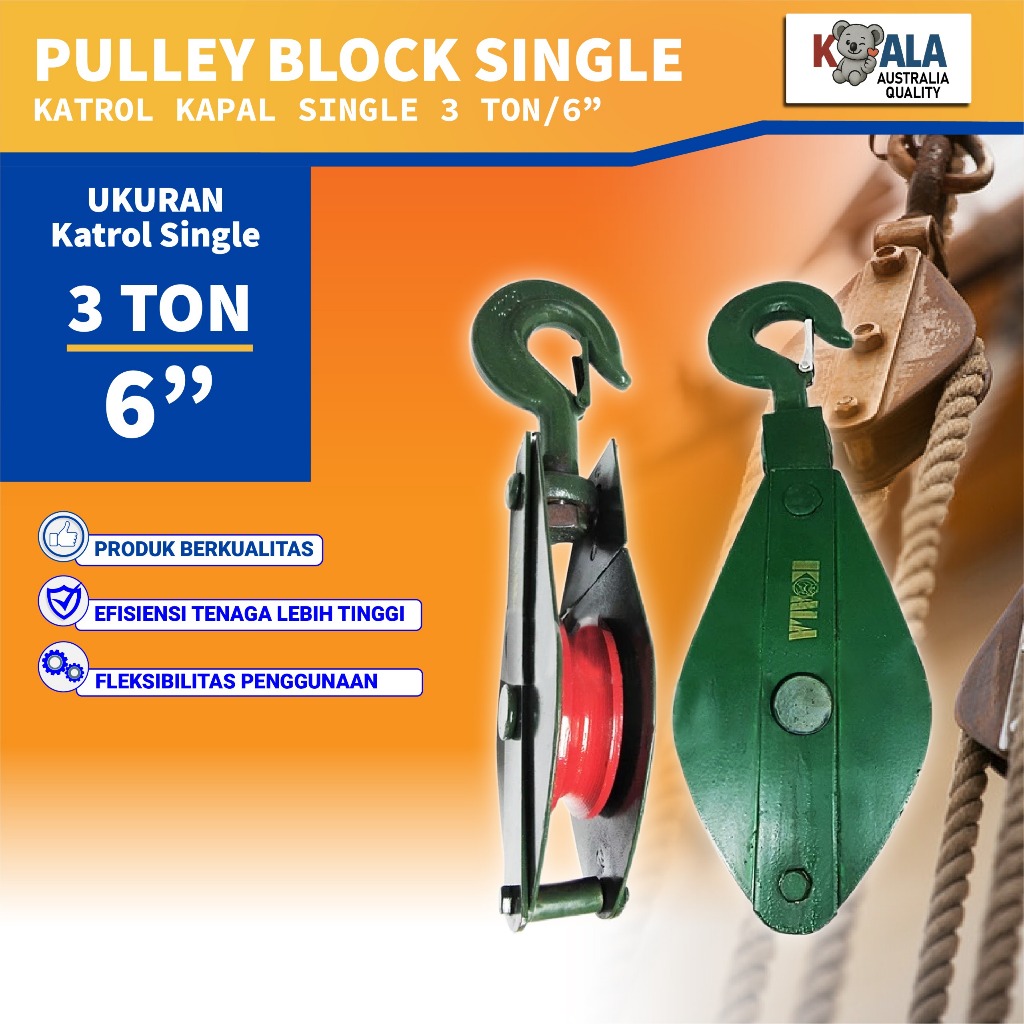 Jual KOALA Katrol Kapal Kerekan Katrol Pulley Block Double Single 4" 5 ...