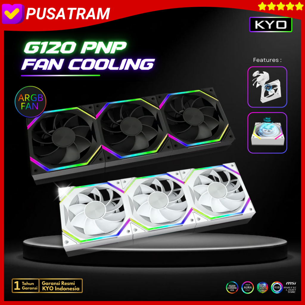 Jual KYO PNP FAN COOLING G120 ARGB 120mm ARGB Sync 3 in 1 Fan ...
