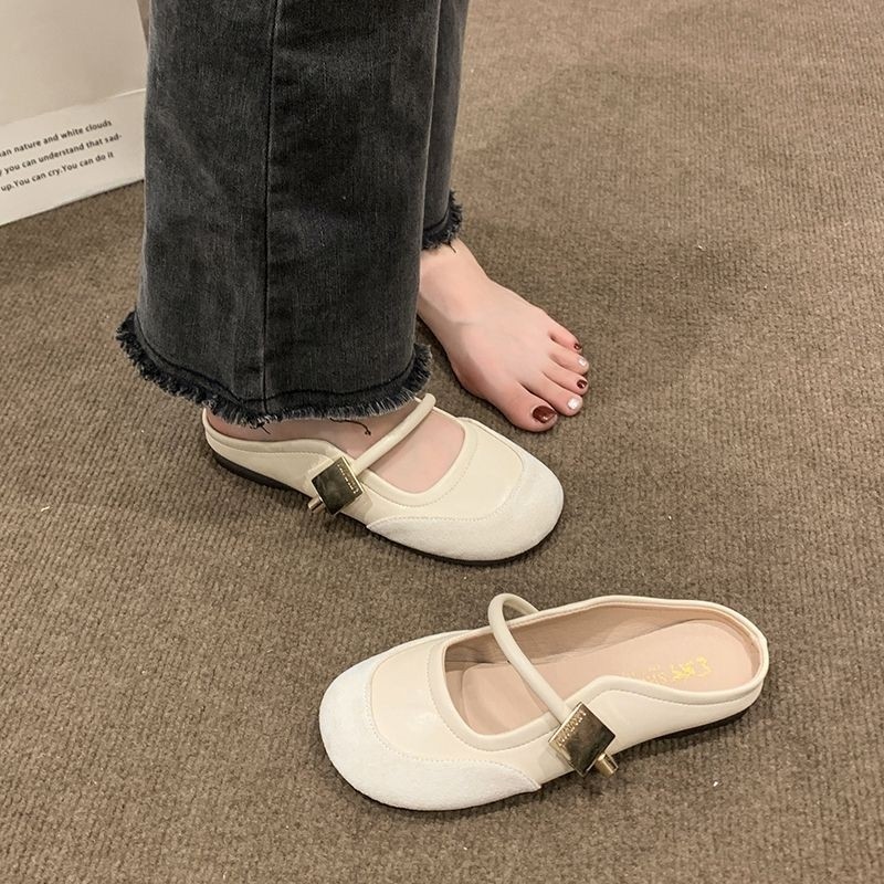 Jual LuxeLane Ella - [COD READY] Sandal Slip On Beige Pink Korean Style ...