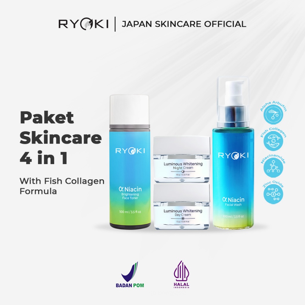 Jual RYOKI - Paket 4Pcs Facial wash, Toner, Day Cream, Night Cream, 4 ...