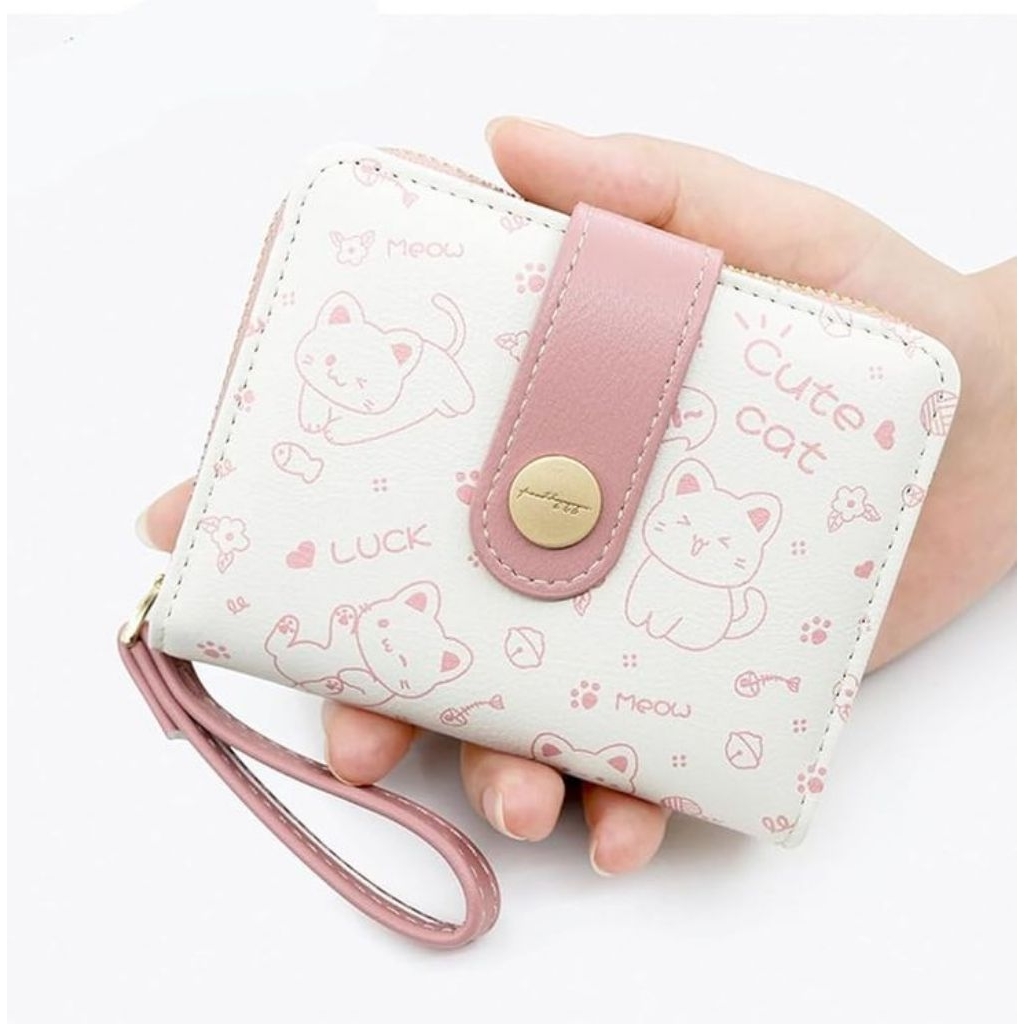 Jual Dompet lipat cute cat lucu aesthetik/Dompet lipat viral kekinian ...