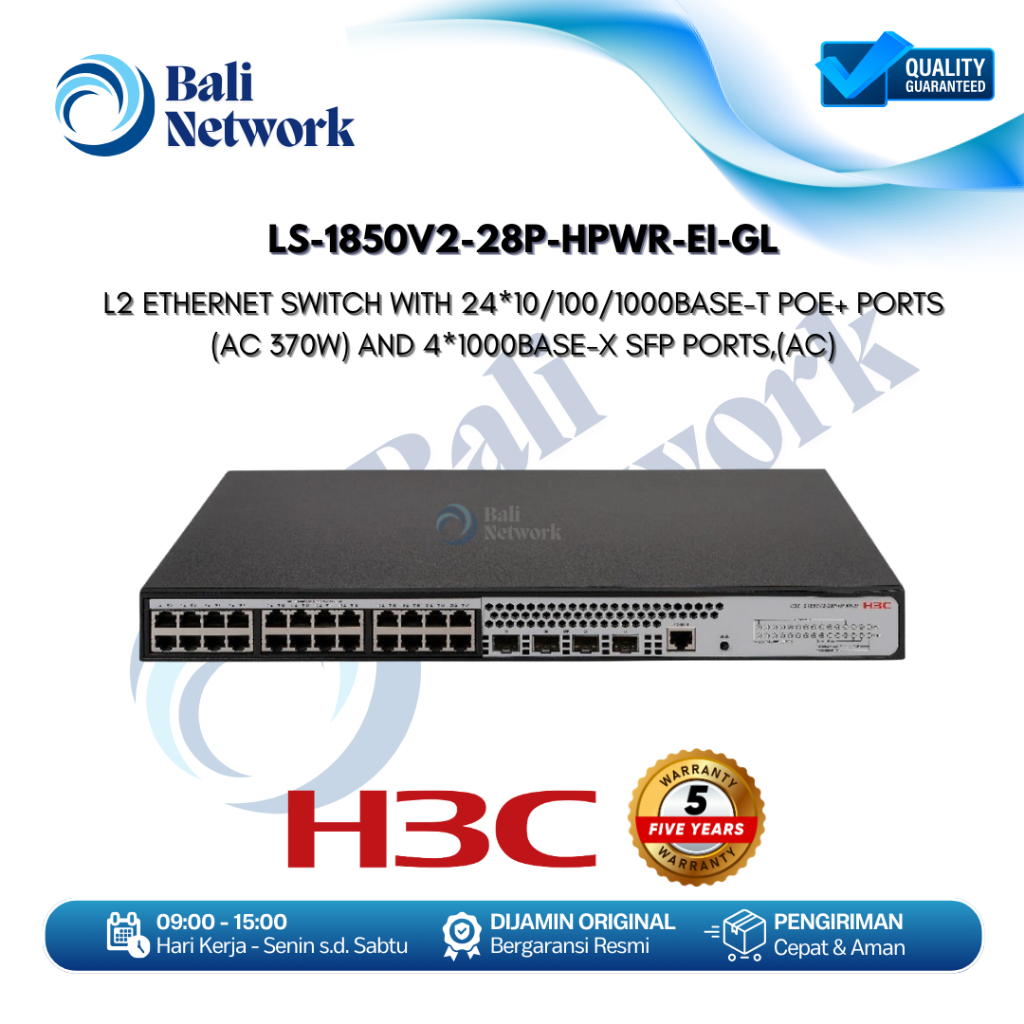 Jual H3C LS-1850v2-28P-HPWR-EI-GL 24 Gigabit 4SFP POE Manage L2 Switch ...