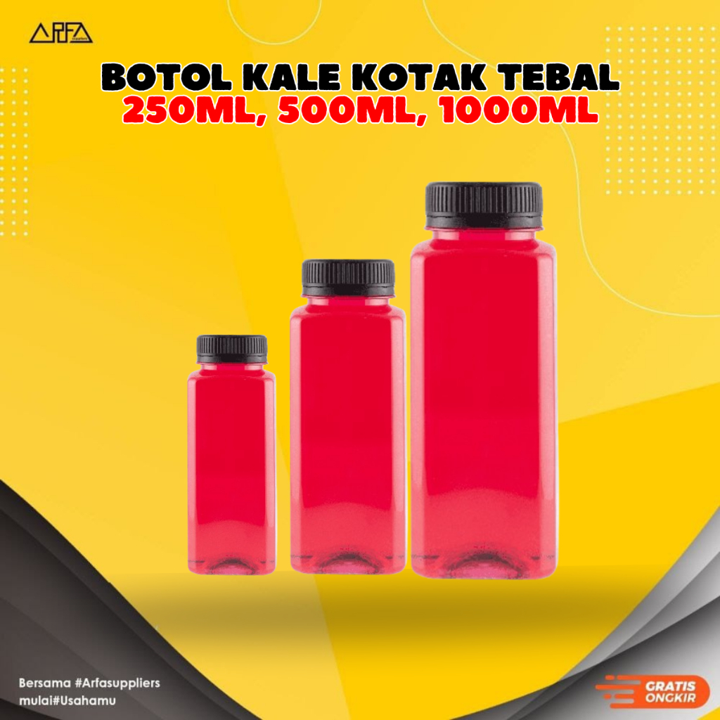 Jual botol kale kotak tebal 250ml, 500ml, 1000ml | Shopee Indonesia