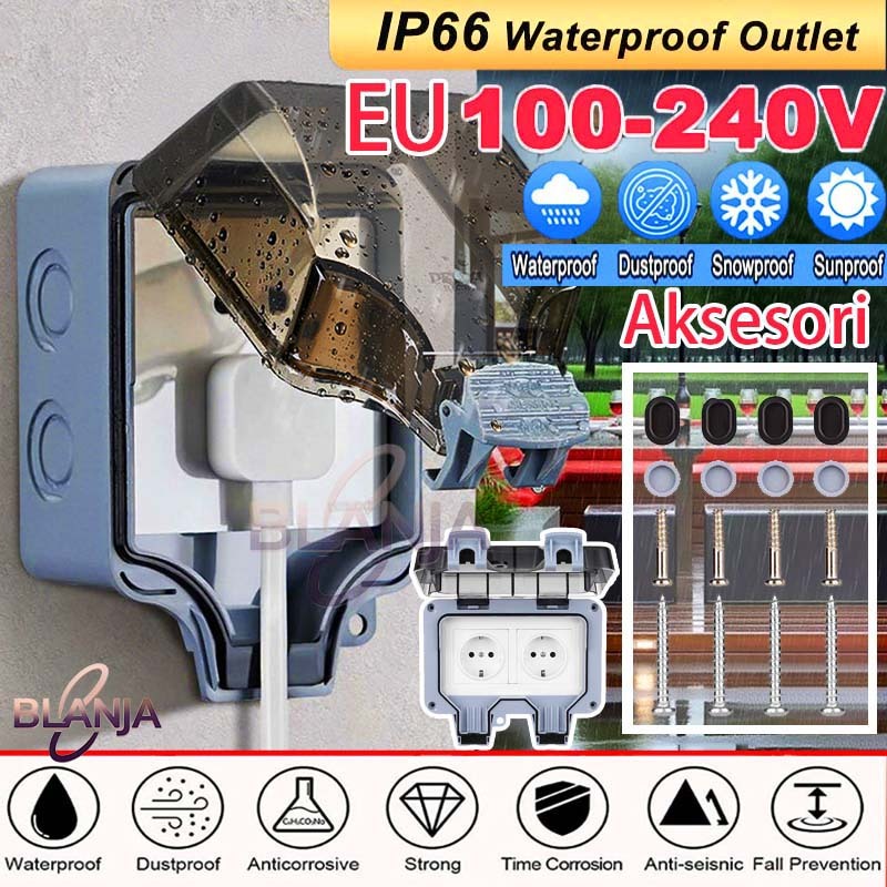 Jual ⭐COD/ORI⭐ （IP66 ）1 Way/2Way Waterproof Outdoor Socket Cover Plug ...