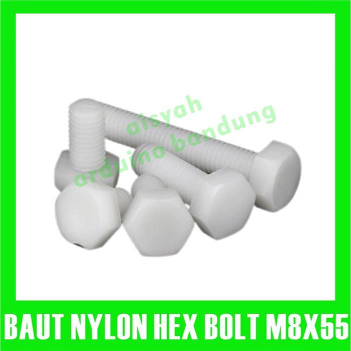 Jual Baut Nilon Hex M8 x 55 White Nylon Bolt Hex 8mm Putih Screw ...